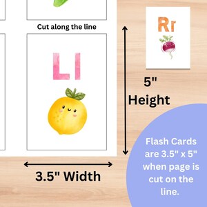 Pre-k Toddler Alphabet Flash Cards, 26 Watercolor Fruit Vegetable ...