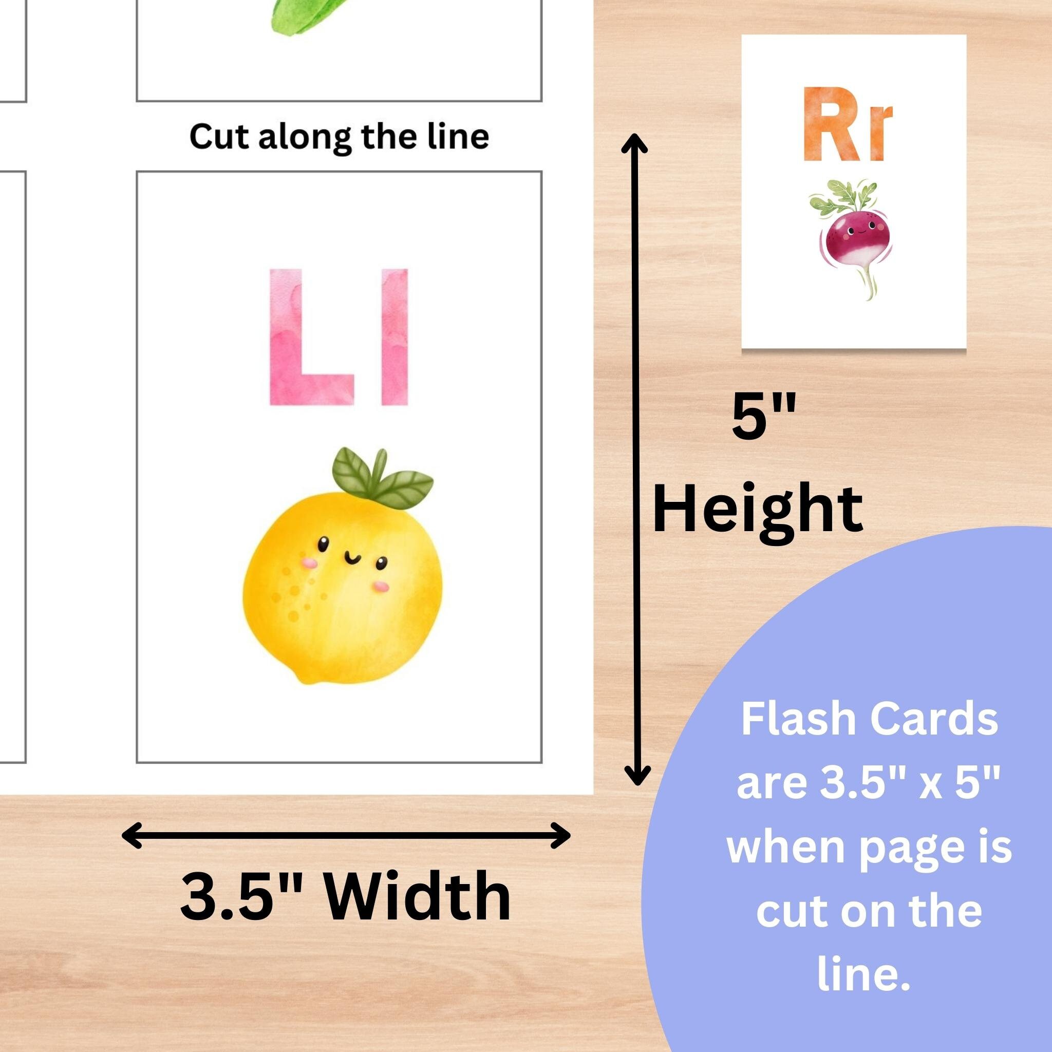 Pre-k Toddler Alphabet Flash Cards 26 Watercolor Fruit - Etsy