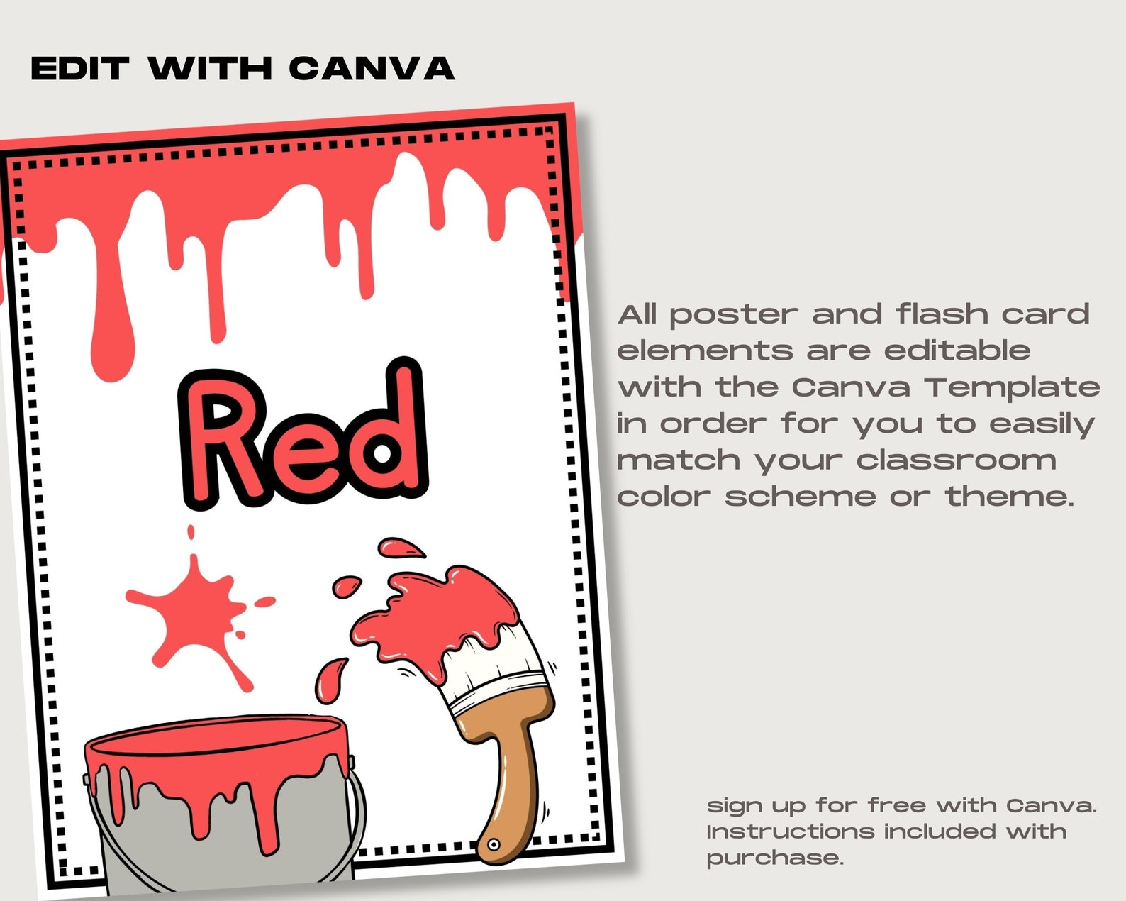 Bright Rainbow Color Posters Color Flash Cards Editable - Etsy