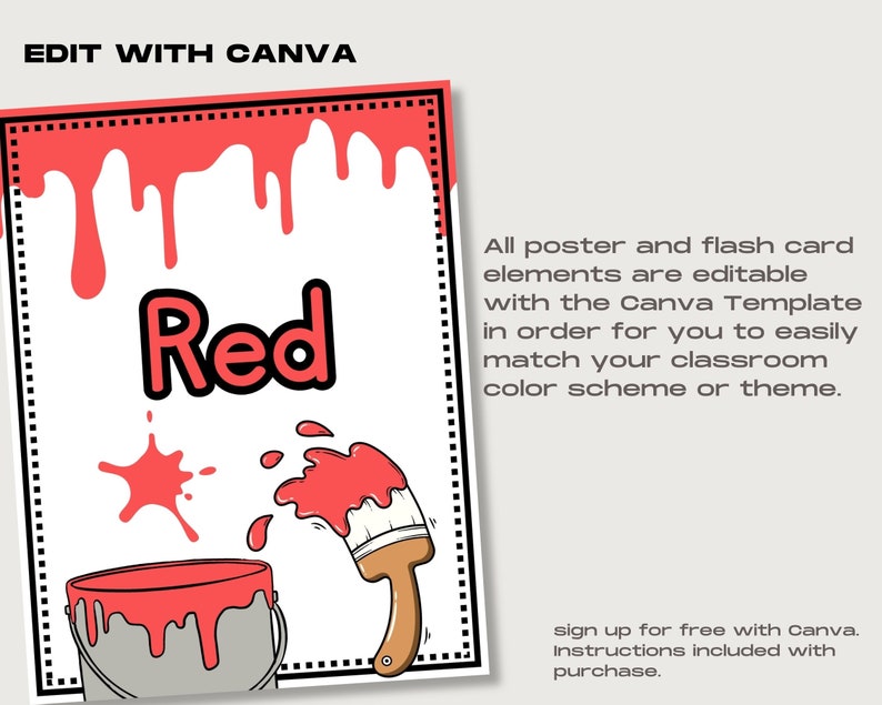 Bright Rainbow Color Posters Color Flash Cards Editable - Etsy