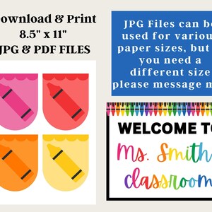 Rainbow Crayons Welcome Bundle, Editable Classroom Decor, Canva ...