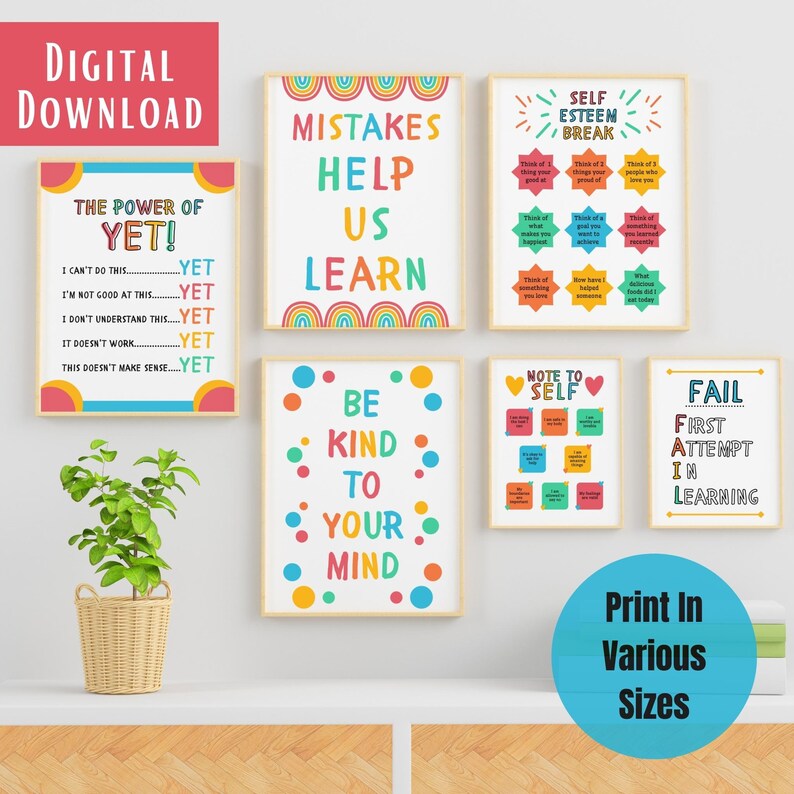 24 Growth Mindset Posters, School Counseling Signs Posters ...