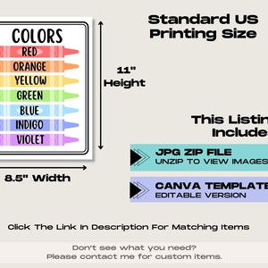 Crayon Color Posters, Printable Editable Classroom Colors Display ...