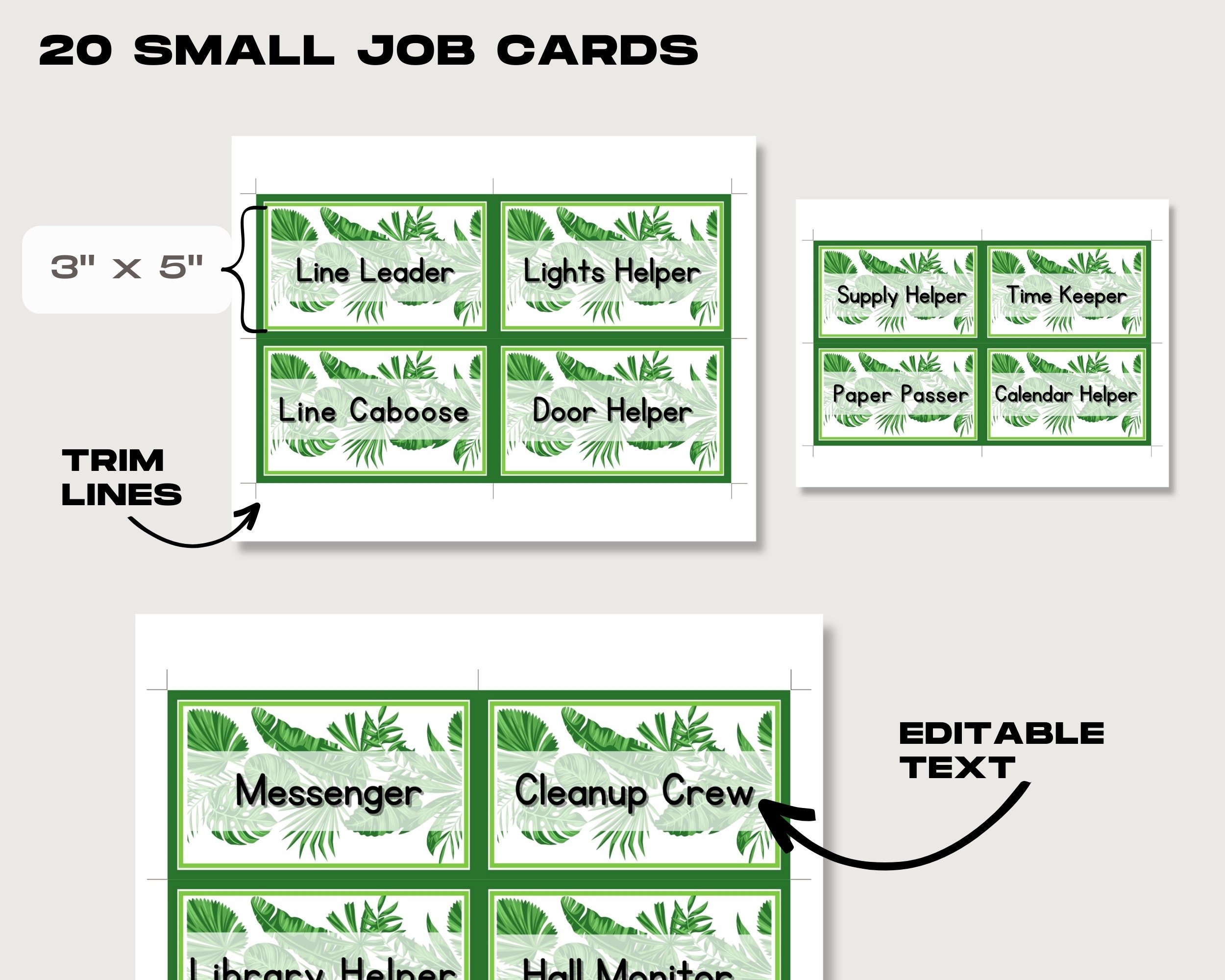 Jungle Classroom Jobs Display: Editable Printable (canva Template) - Etsy