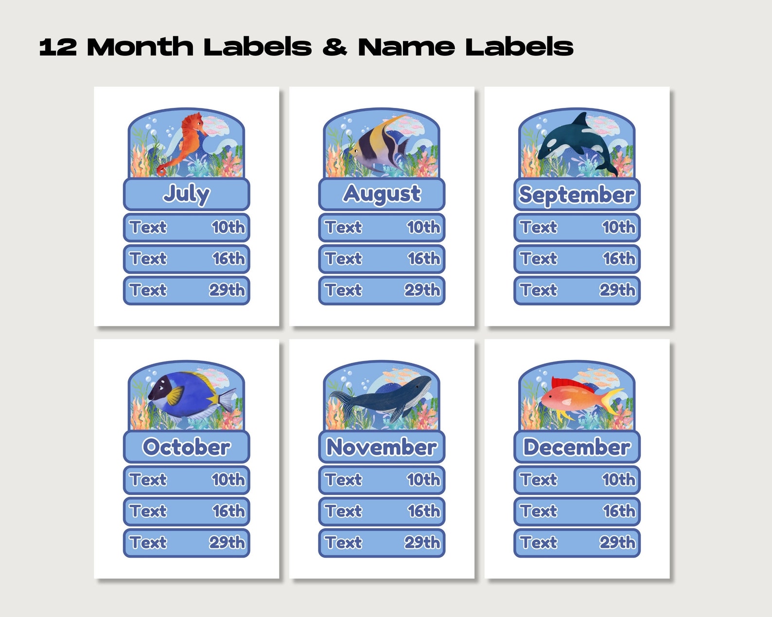 Ocean Theme Birthday Bundle, Printable & Editable Classroom Birthday ...