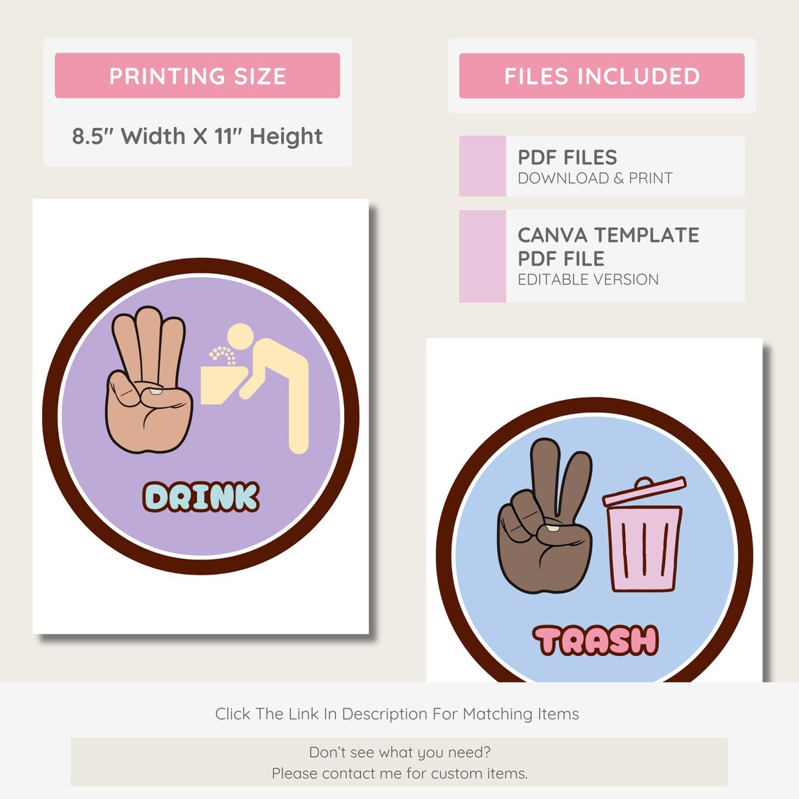 Pastel Classroom Hand Signal Signs: Editable Canva Template (digital ...