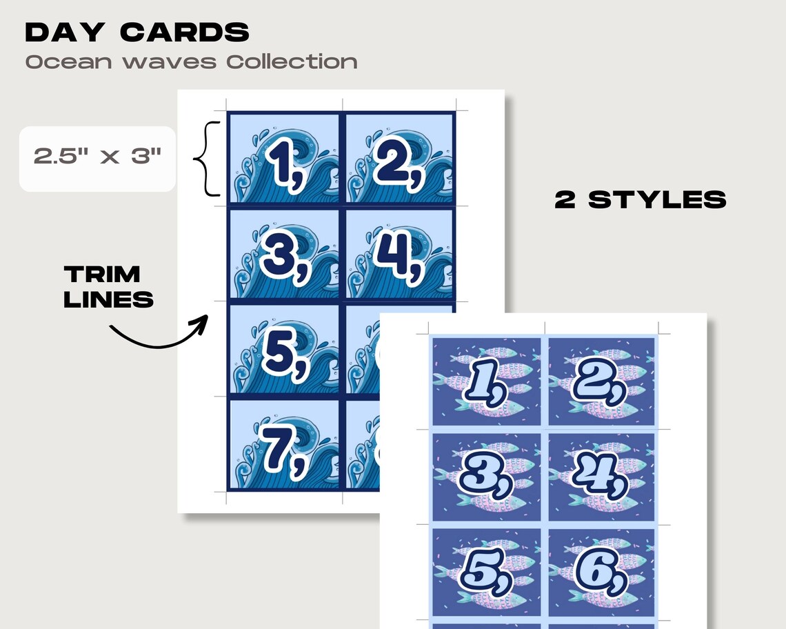 Ocean Theme Flip Calendar, Printable & Editable Flip Calendar ...