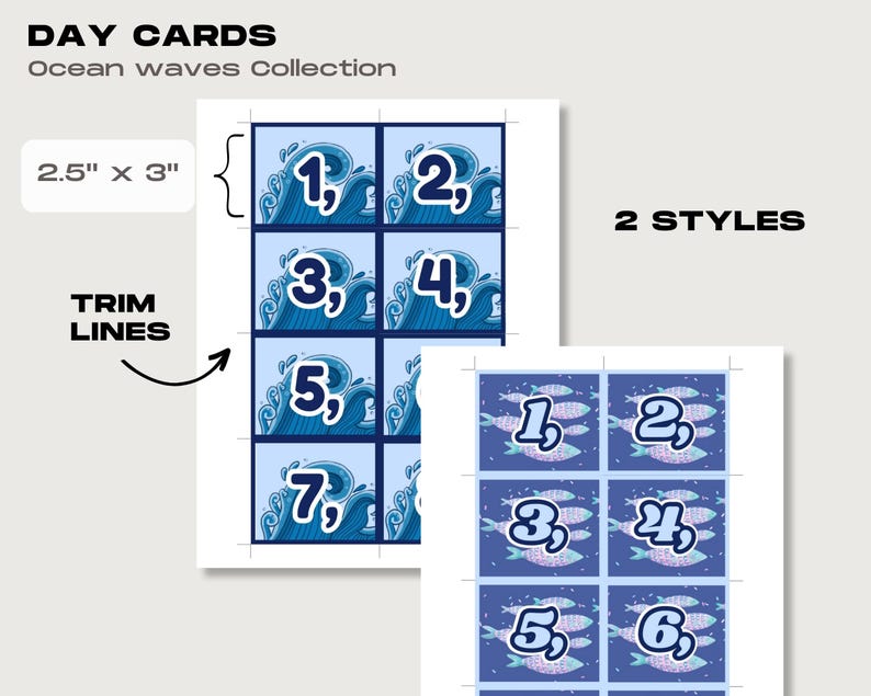 Ocean Theme Flip Calendar, Printable & Editable Flip Calendar ...