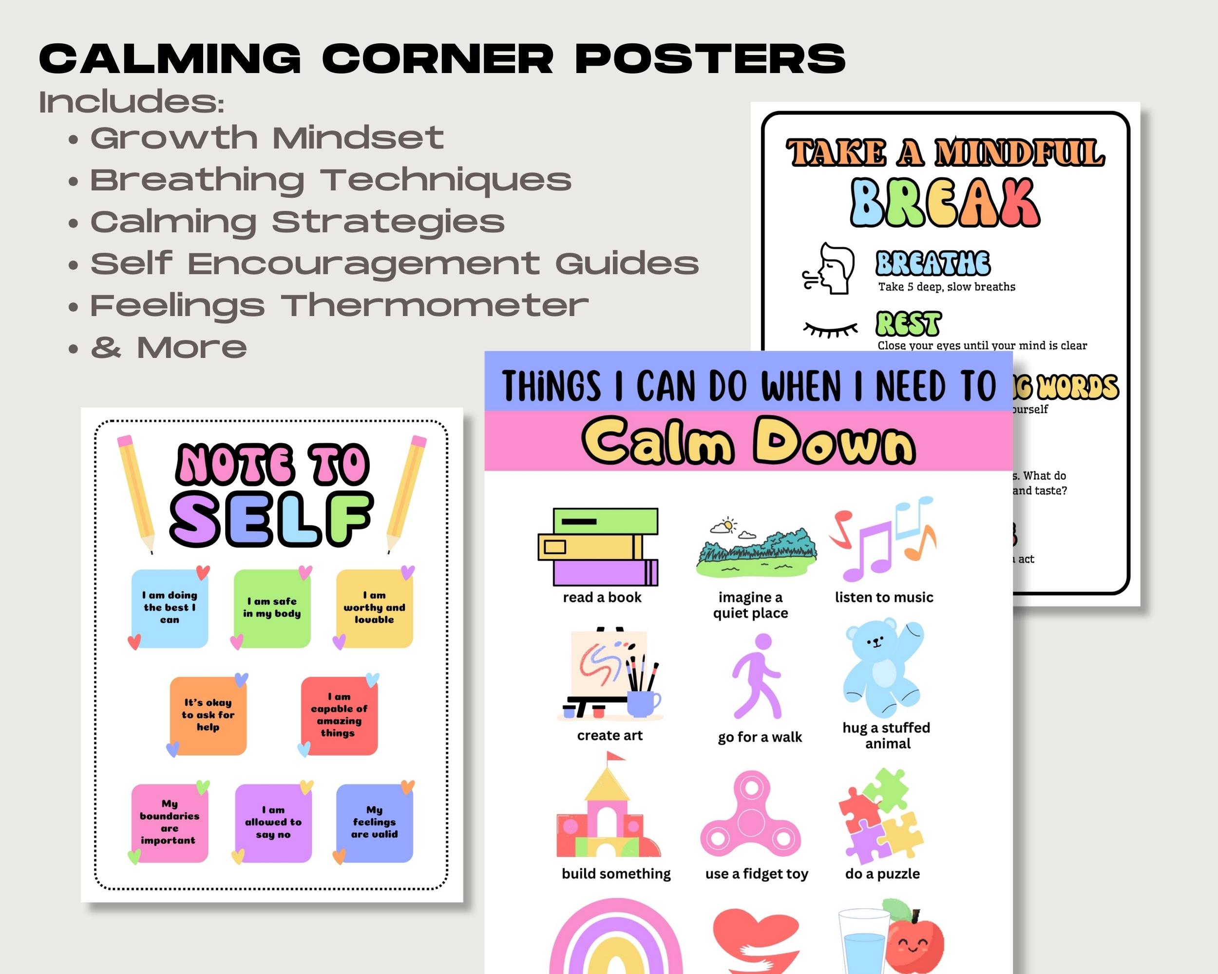 Rainbow Calming Corner Posters, Printable & Editable Breathing ...