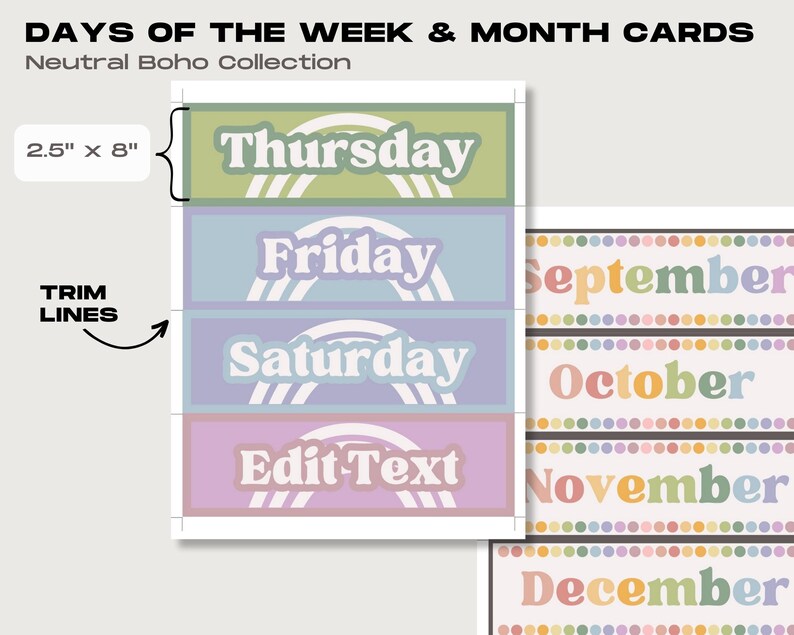 Classroom Flip Calendar Display, Editable Canva Template, Modern Boho ...