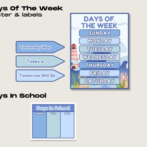Ocean Theme Calendar Bundle, Printable & Editable Classroom Calendar ...