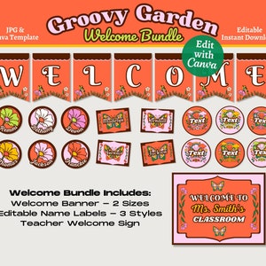 Groovy Garden Welcome Display, Printable & Editable Classroom Welcome ...