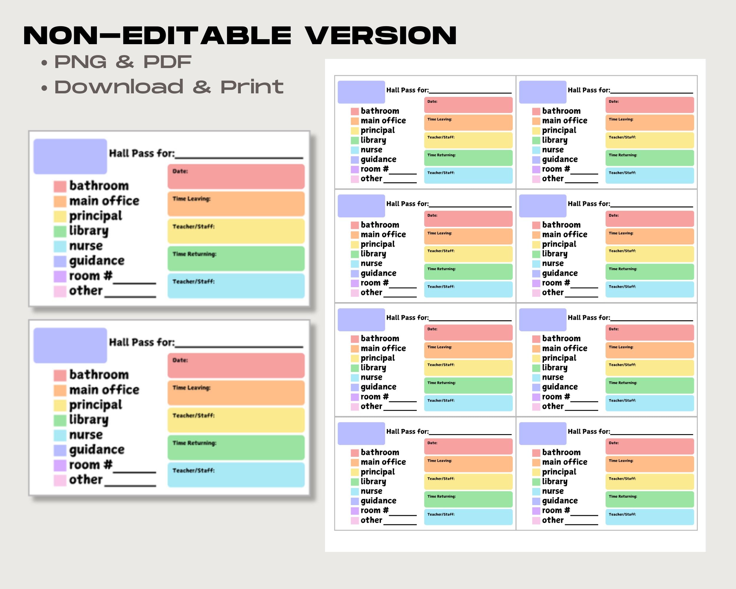 Printable Rainbow Teacher Hall Pass, Custom Editable Teacher Hall Pass ...