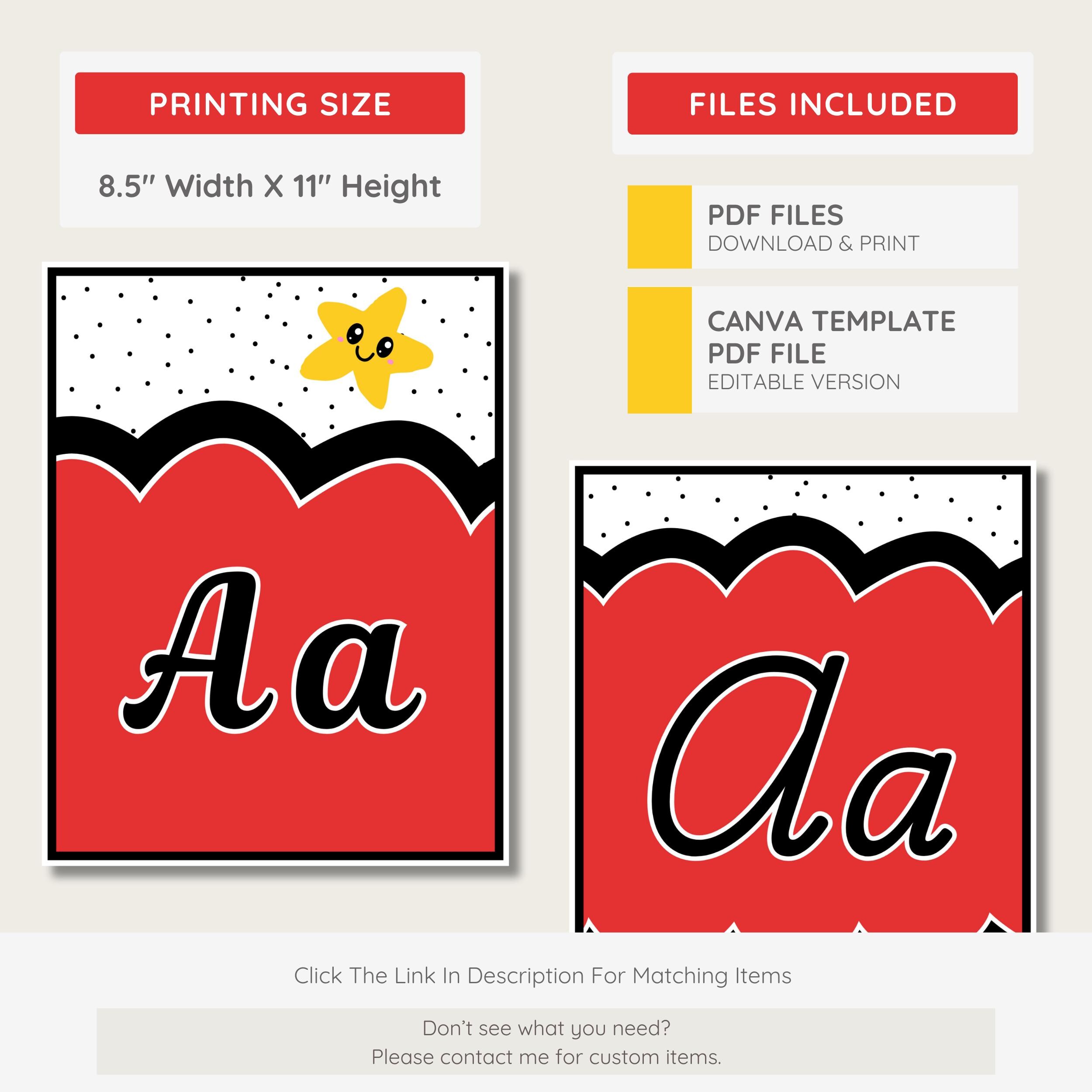 Rainbow Alphabet Classroom Posters, Happy Bright A-Z Cursive Printable ...