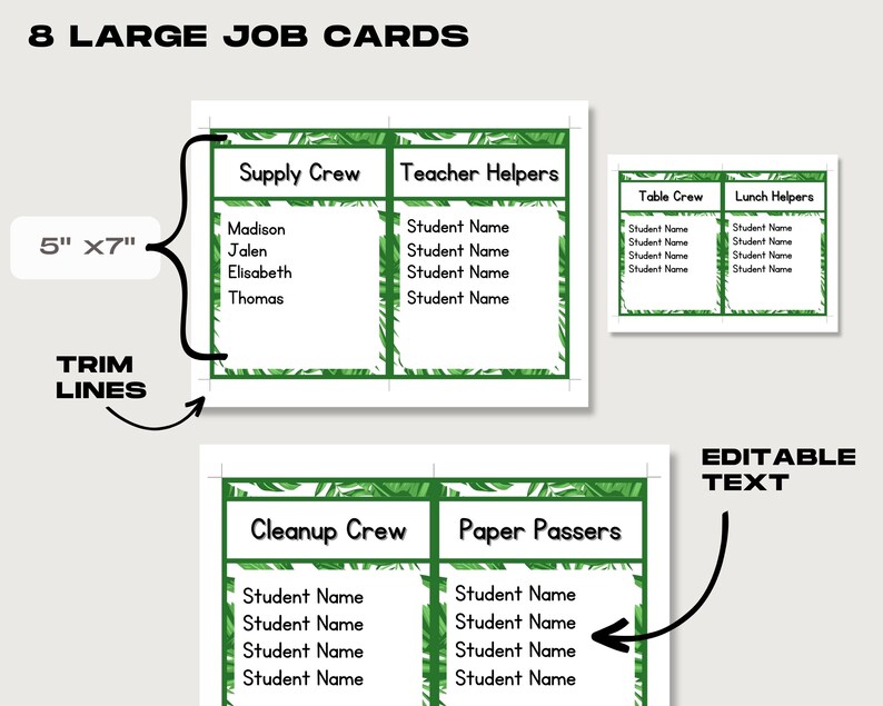 Jungle Classroom Jobs Display, Classroom Management, Editable Classroom ...