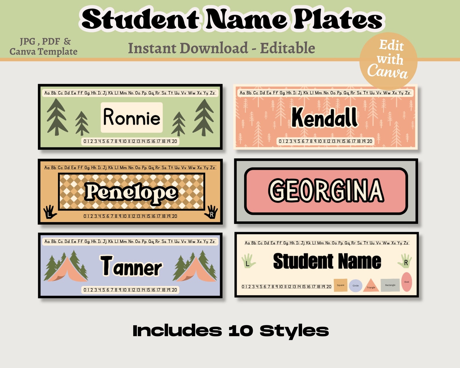 Student Name Plates, Printable & Editable Student Desk Tags, Classroom ...