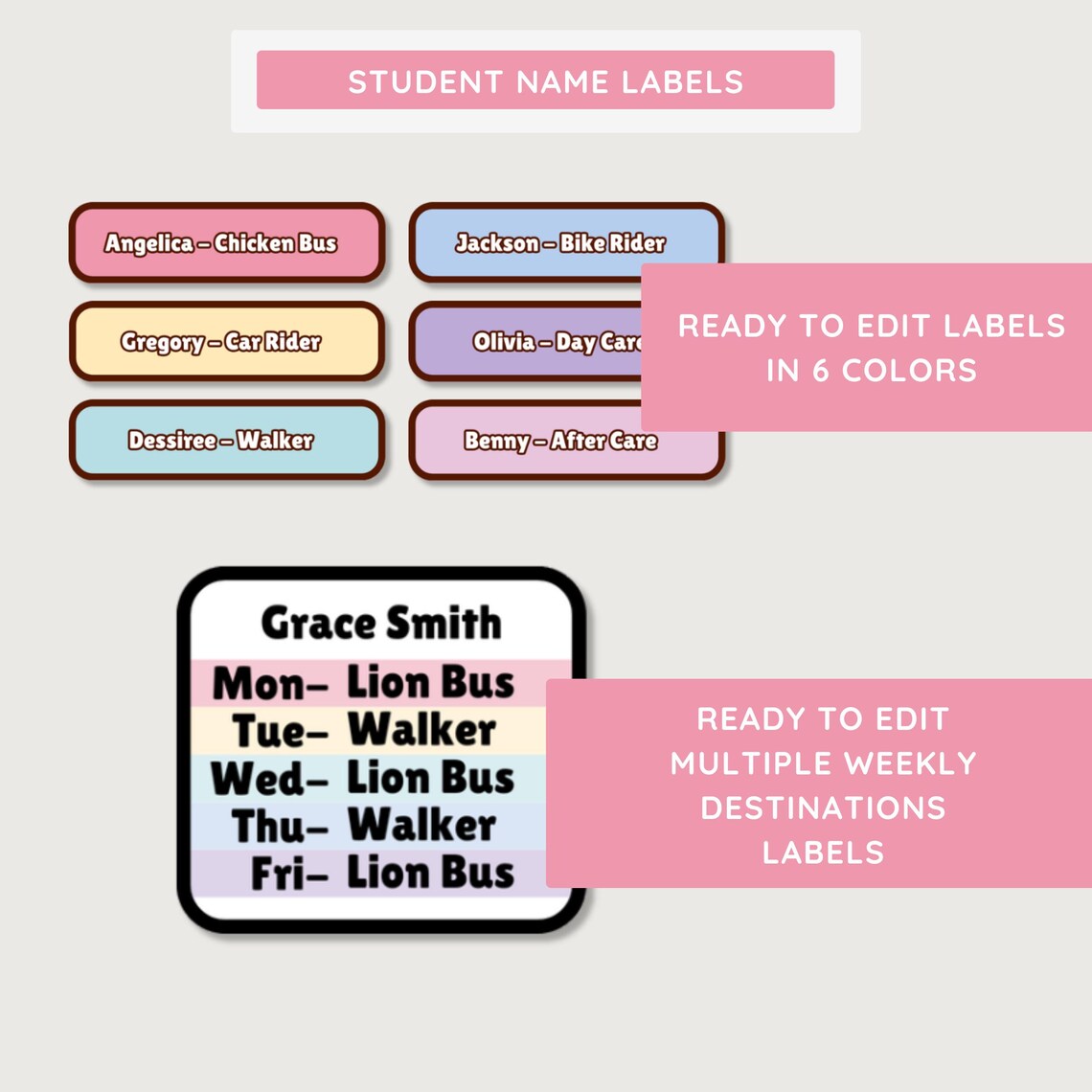 Student Dismissal Display: Pastel Classroom Decor (canva Template) - Etsy