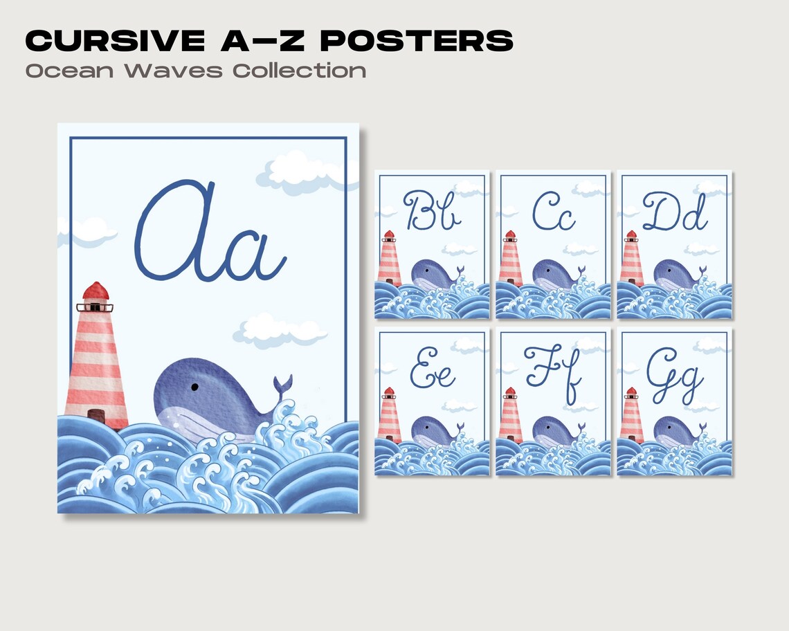 Ocean Theme Alphabets, Printable & Editable Alphabet Posters, Primary ...