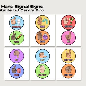 Classroom Hand Signals, Printable & Editable Hand Signal Posters ...