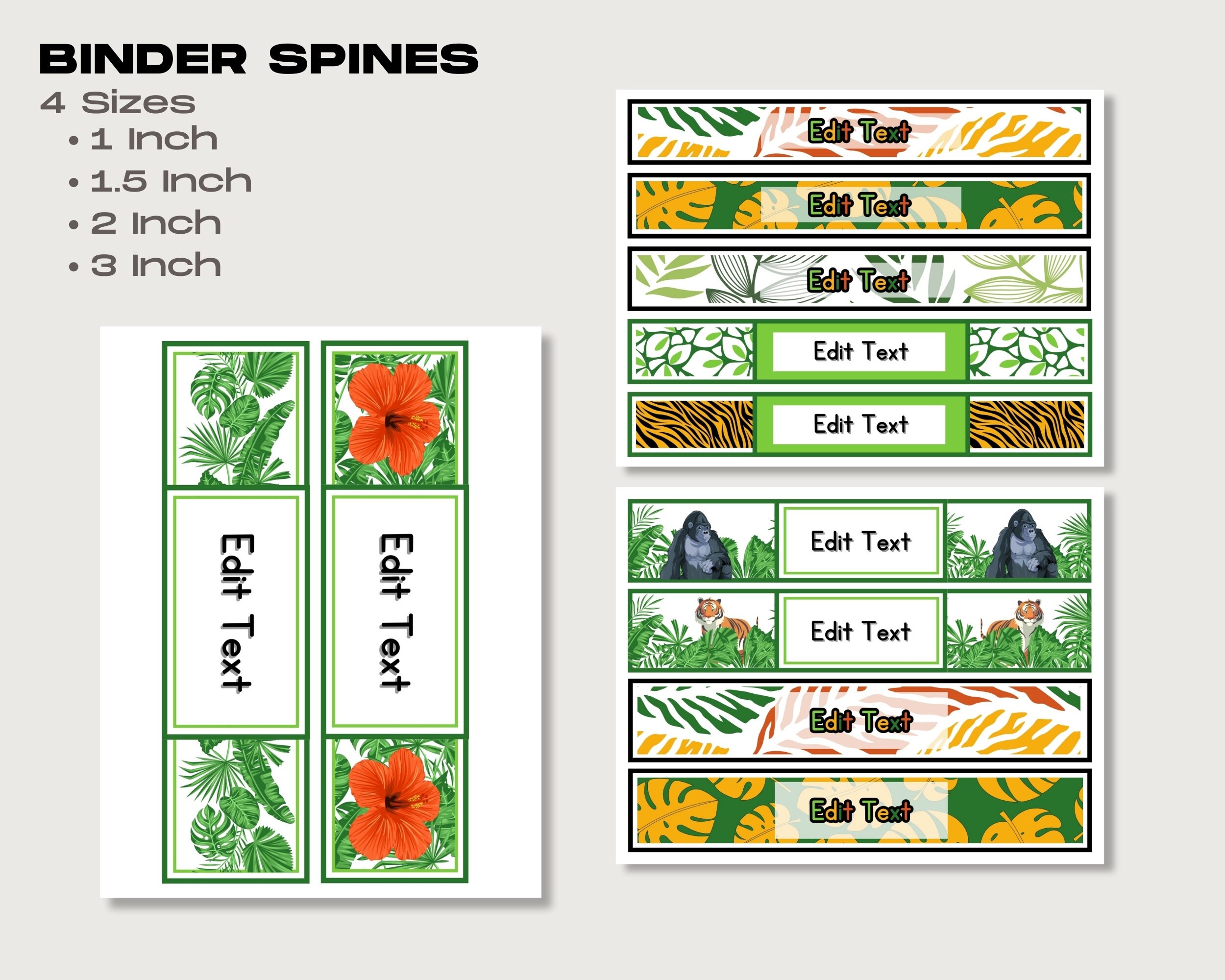 Editable Jungle Binder Covers & Spines, Printable Binder Covers ...