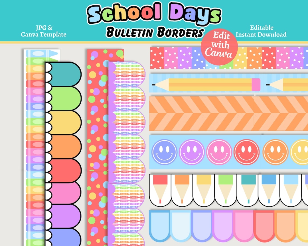 Rainbow Bulletin Borders, Printable & Editable Bulletin Display Borders ...