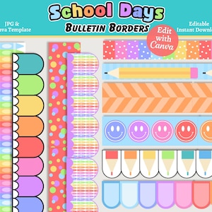 Rainbow Bulletin Board Borders: School Classroom Decor (canva Template ...