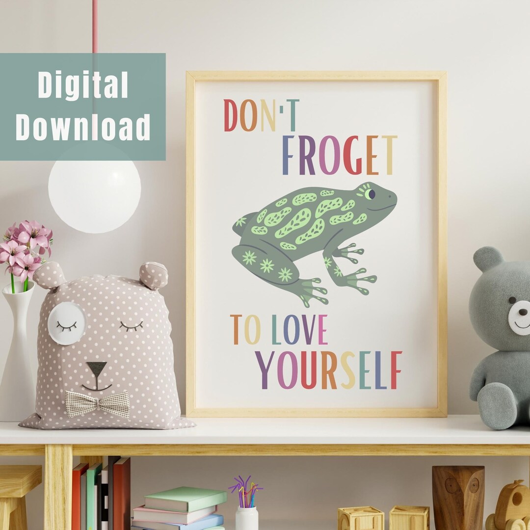 Boho Frog Poster, Classroom Animal Wall Art, Kids Frog Bedroom Art ...