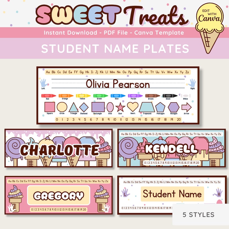 Classroom Student Name Plates, Printable & Editable Desk Labels for ...