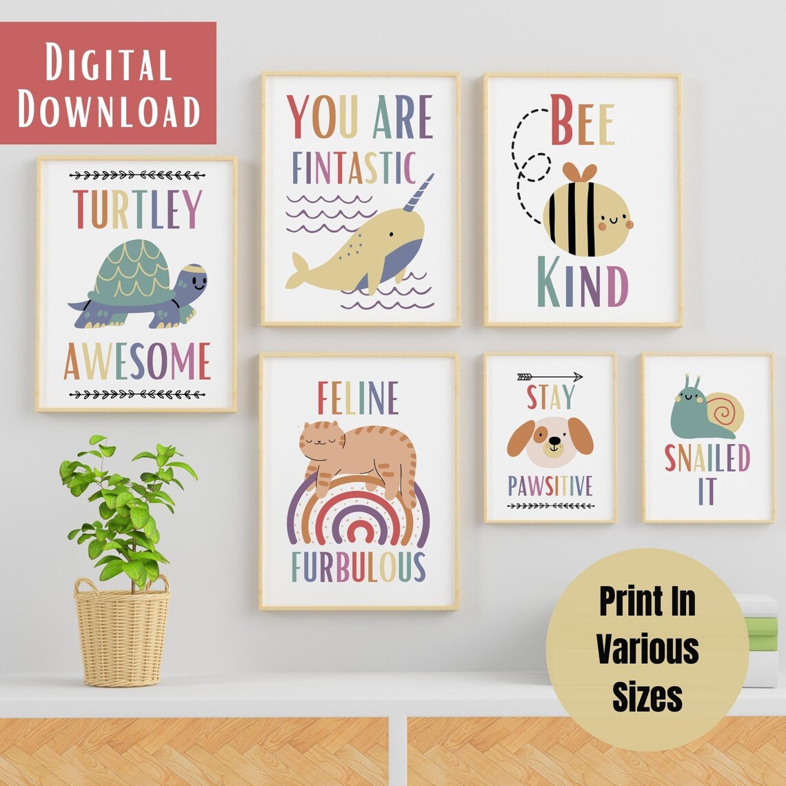 Boho Animal Pun Posters, Classroom Animal Wall Art, Kids Bedroom Art ...