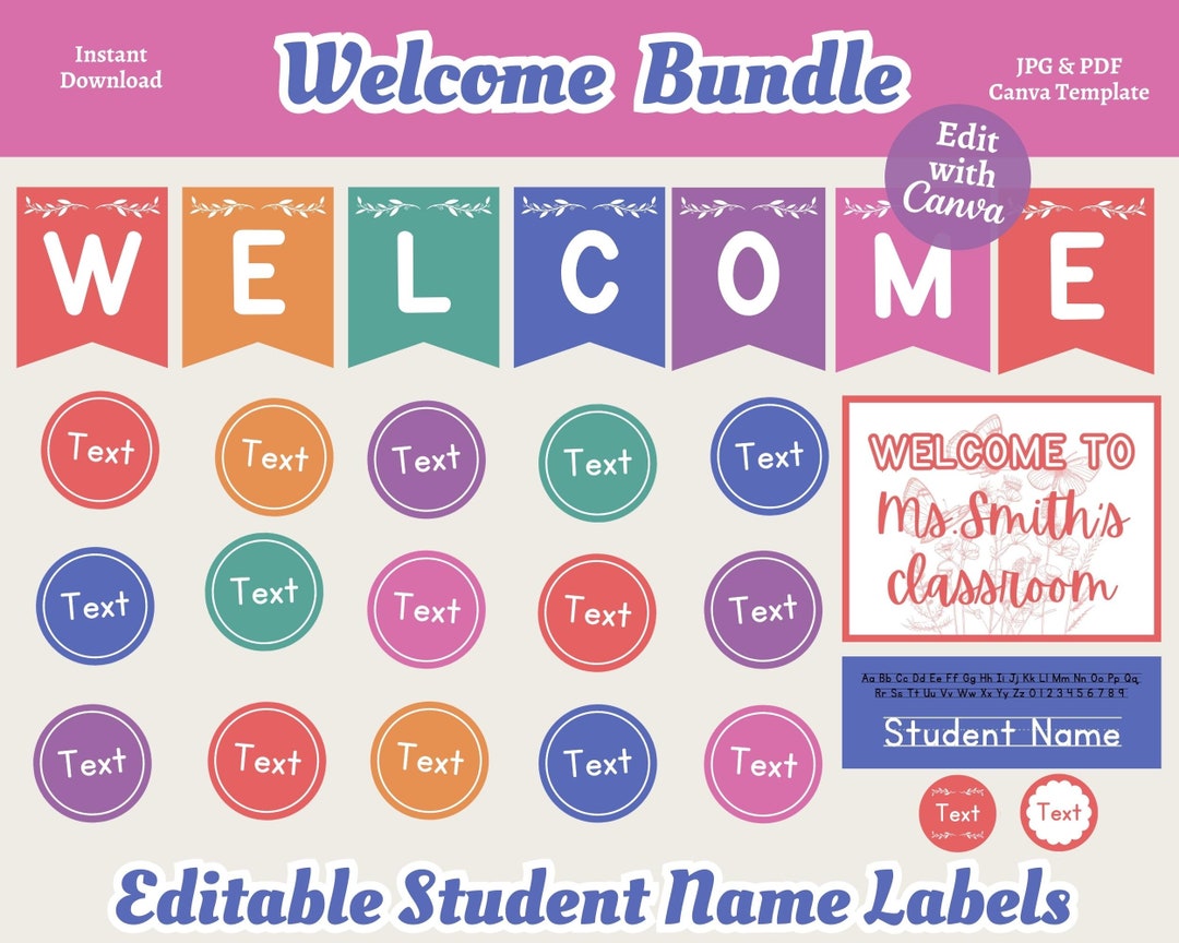 Rainbow Wildflower Welcome Bundle, Learning Decor, Editable Bulletin ...