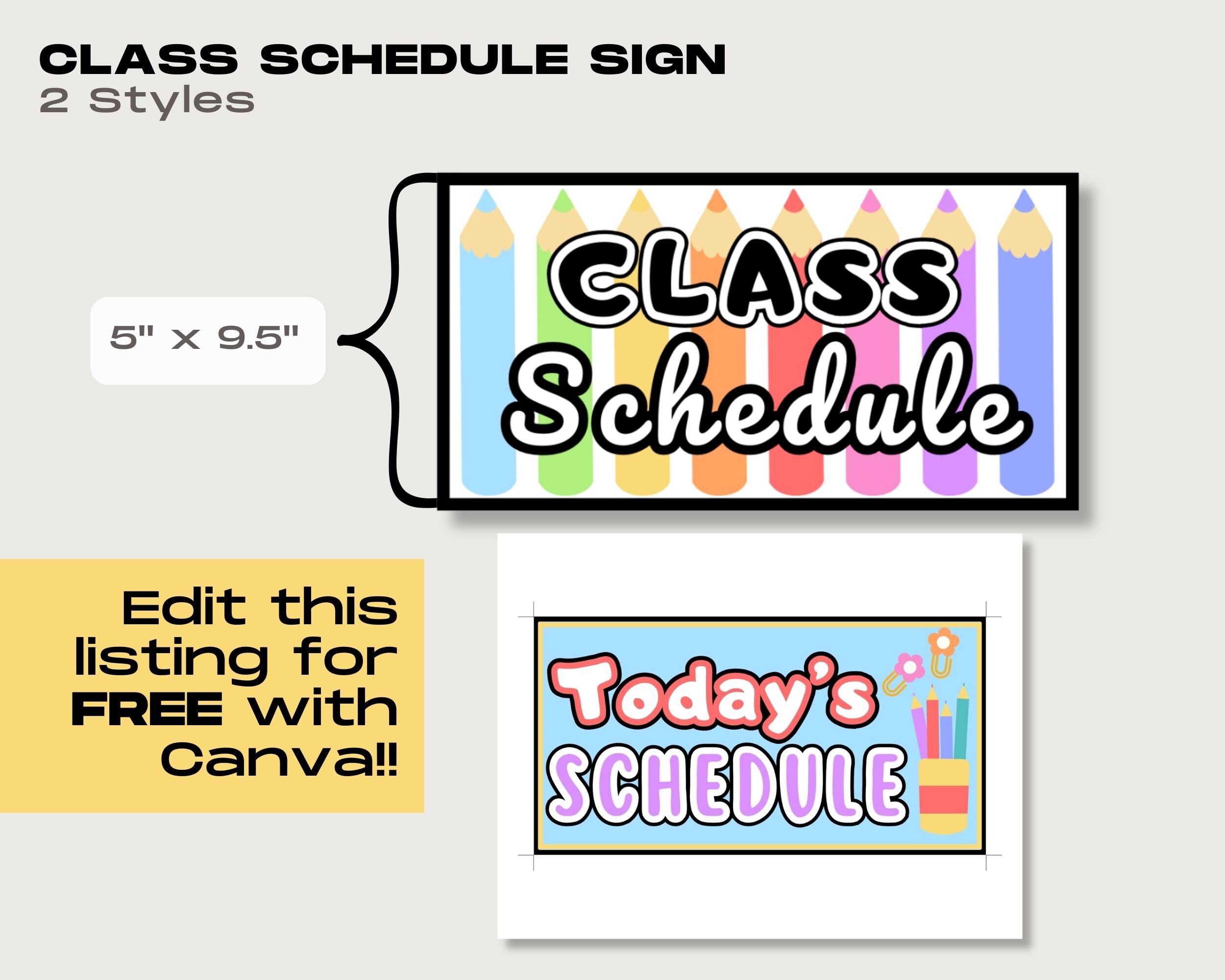 Classroom Schedule & Jobs Display, Printable Editable Class Schedule ...