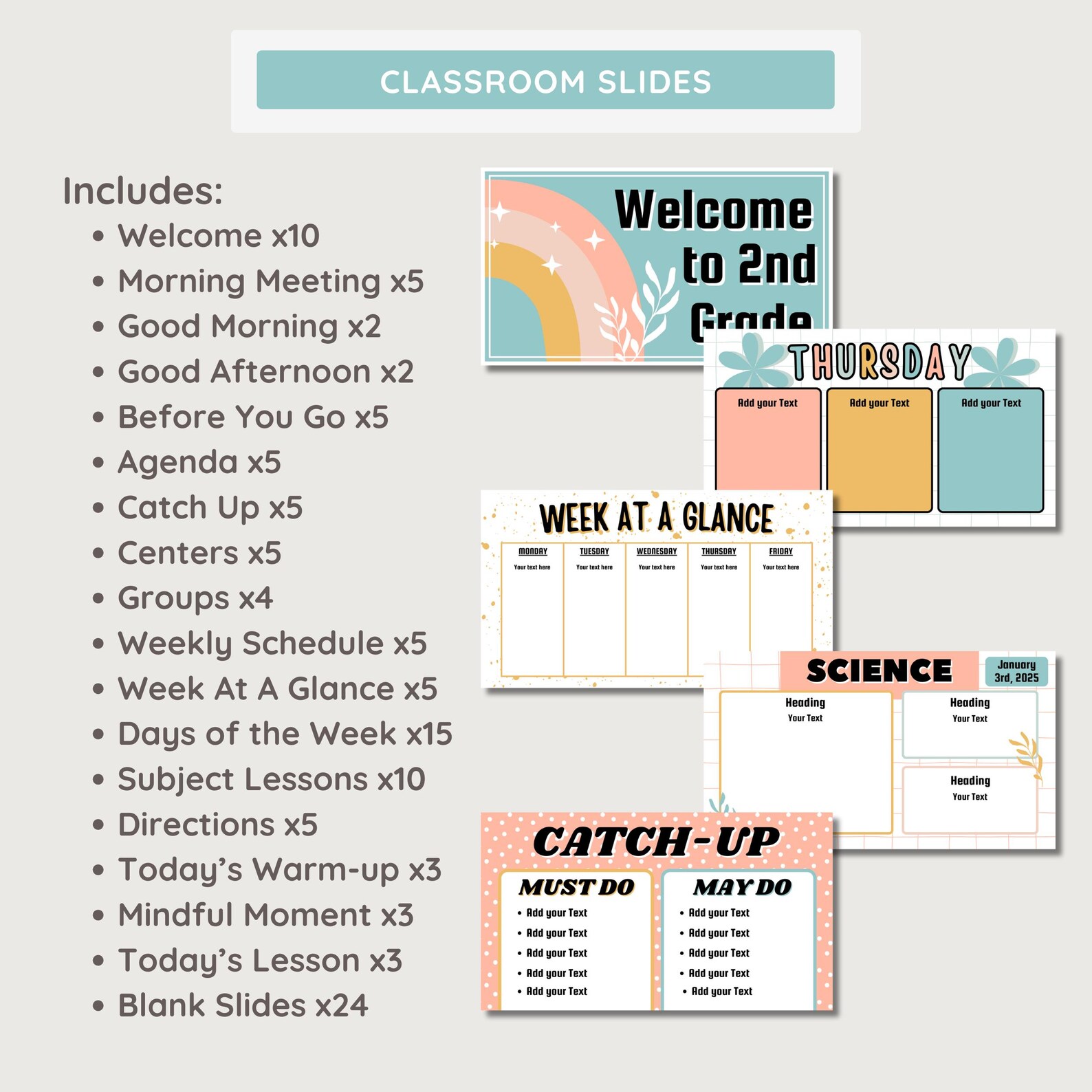 Calm Modern Classroom Slides, Editable Daily Teacher Presentation ...