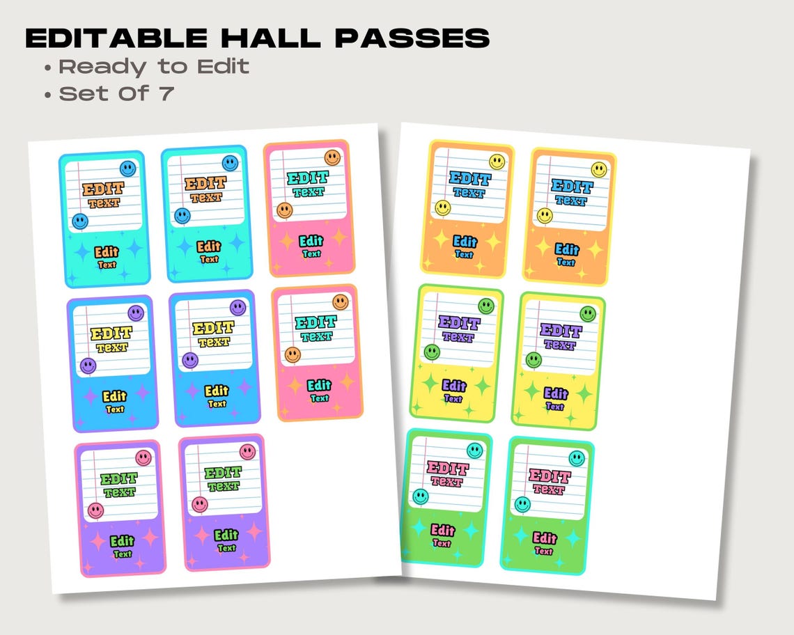 Editable Pastel Hall Passes Template, Printable School Restroom Passes ...