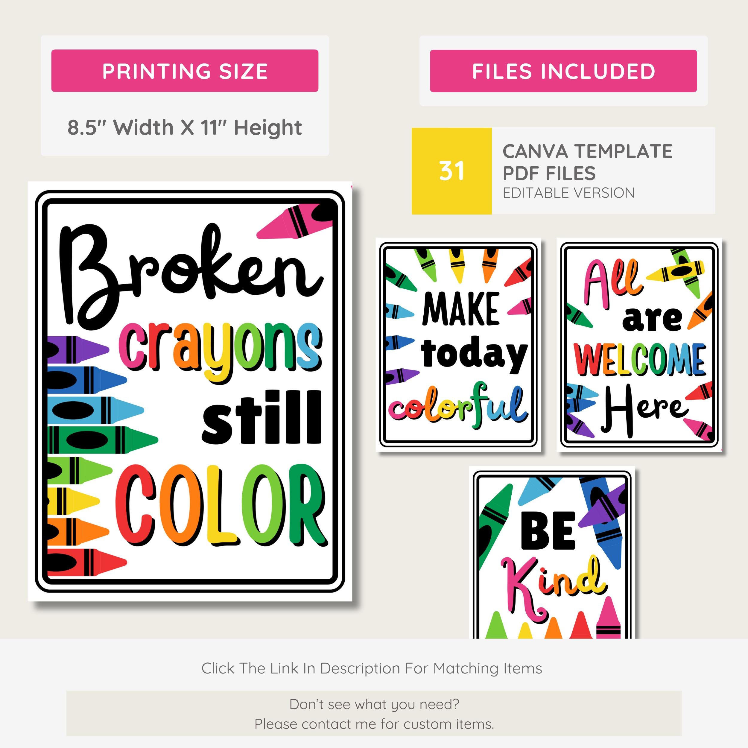 Rainbow Crayon Classroom Decor Bundle: Editable Teacher Templates ...