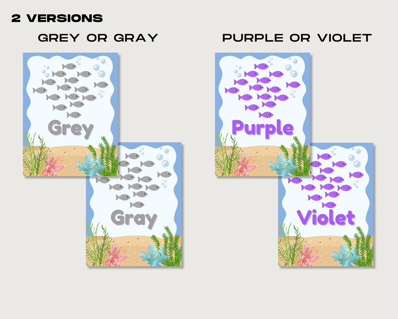 Ocean Theme Color Posters, Printable & Editable Classroom Color Posters ...