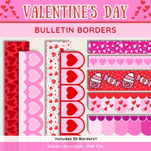 Valentine's Day Heart Bulletin Display Borders: Printable PDF Classroom ...
