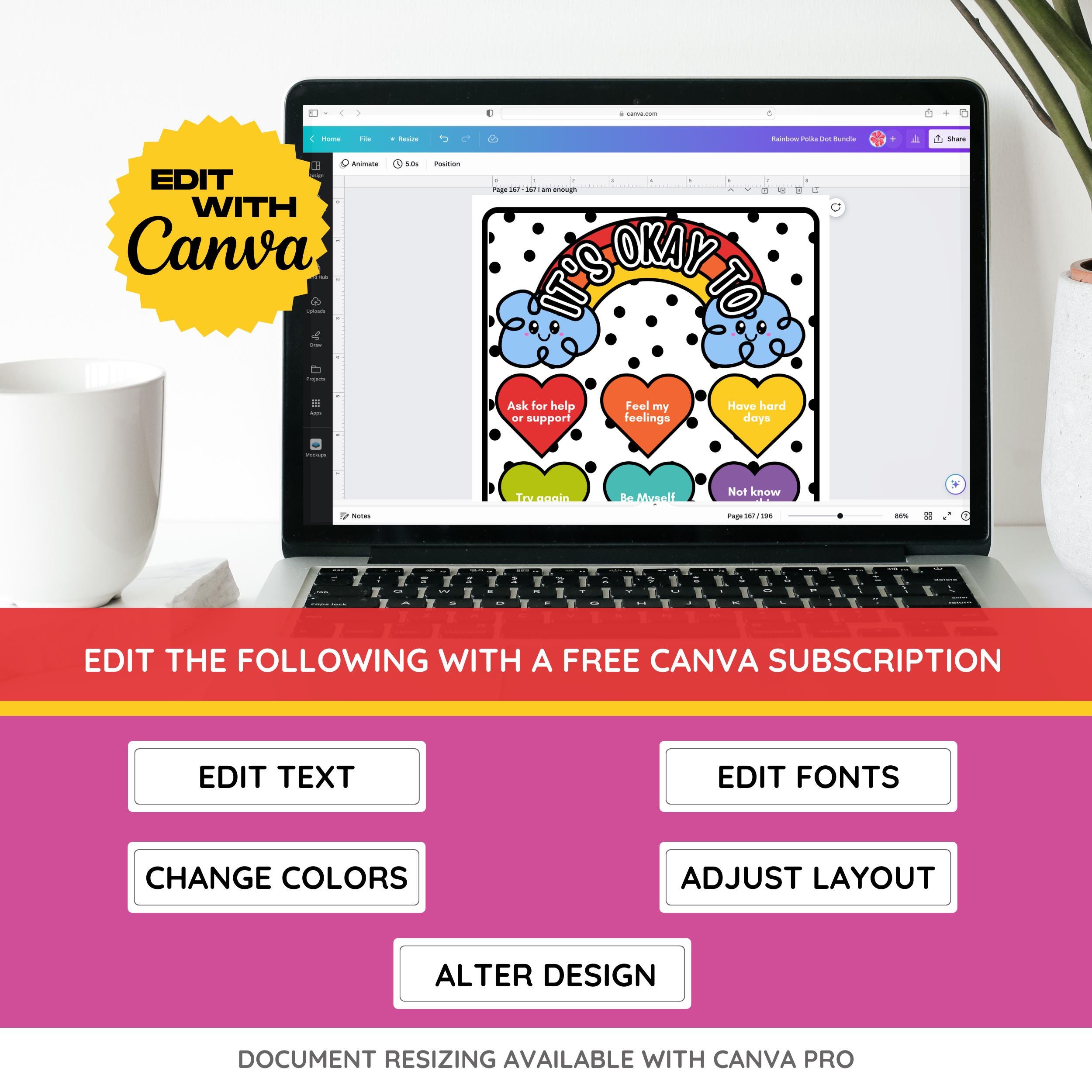 Rainbow Classroom Decor Bundle: Editable Teacher Canva Templates ...