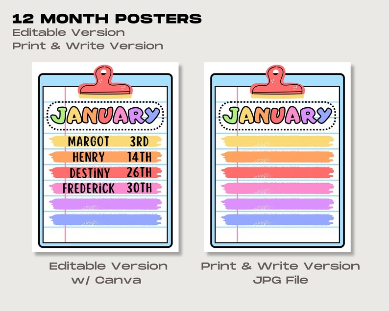 Classroom Birthday Display, Printable & Editable Birthday Bulletin ...