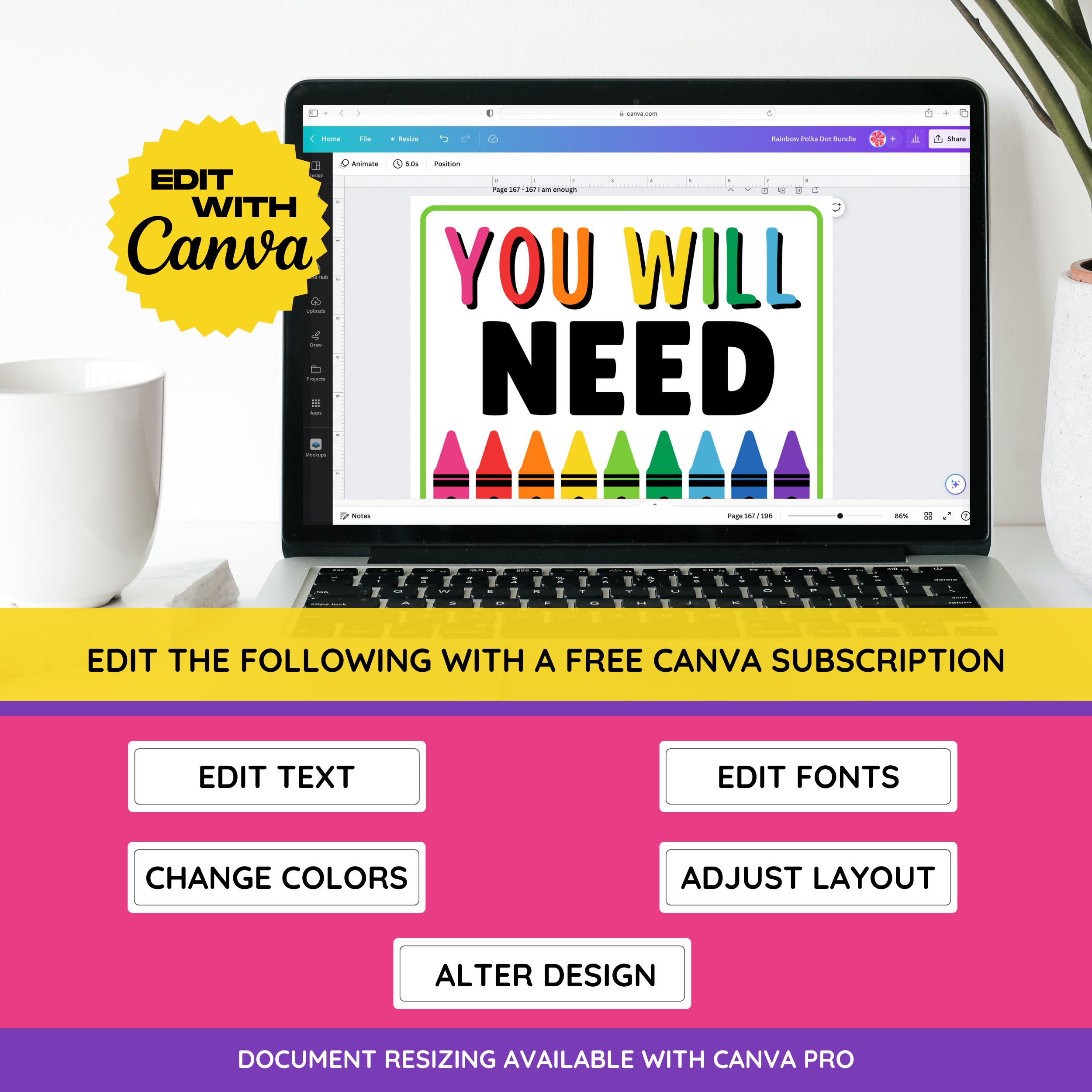 Rainbow Visual Supply Cards, Printable & Editable Student Instructions ...