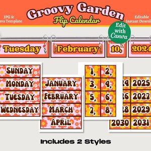 Groovy Flip Calendar, Printable & Editable Flip Calendar, Sight Words ...