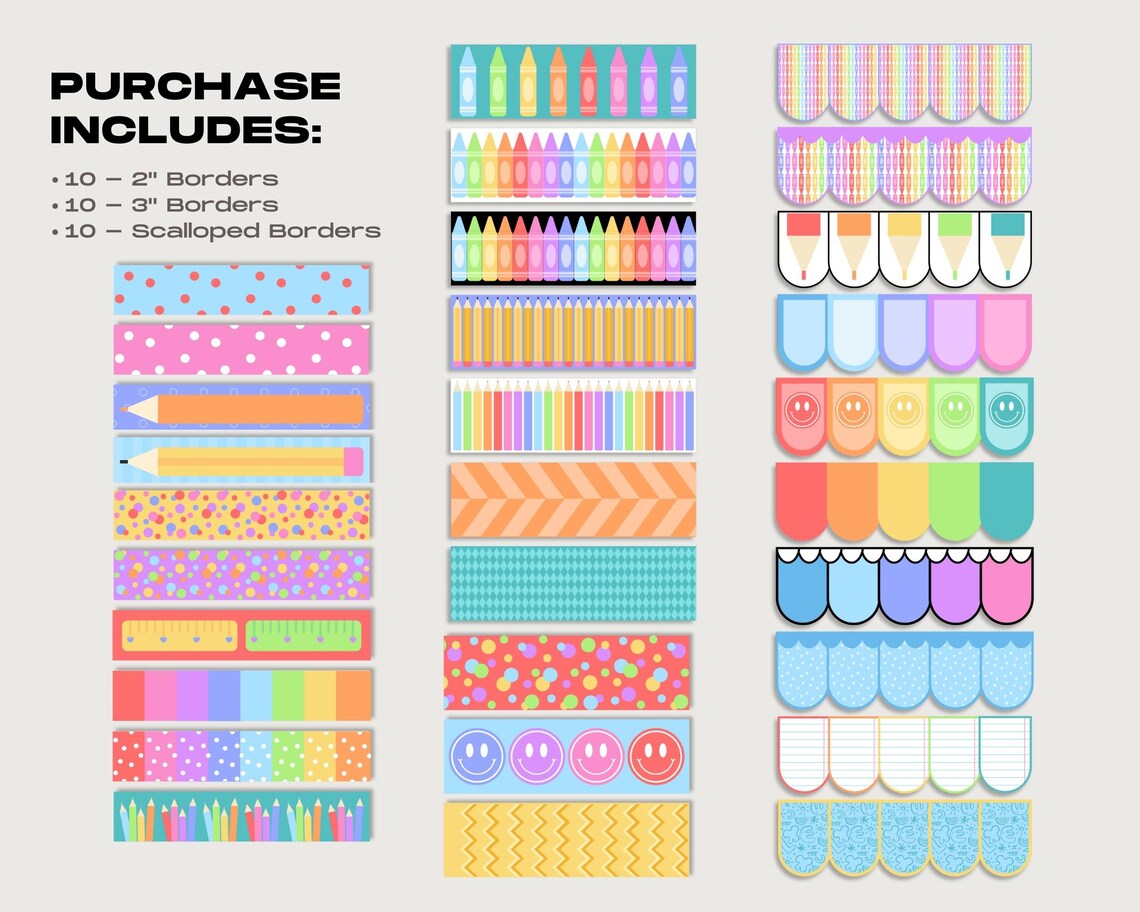 Rainbow Bulletin Board Borders: School Classroom Decor (canva Template ...