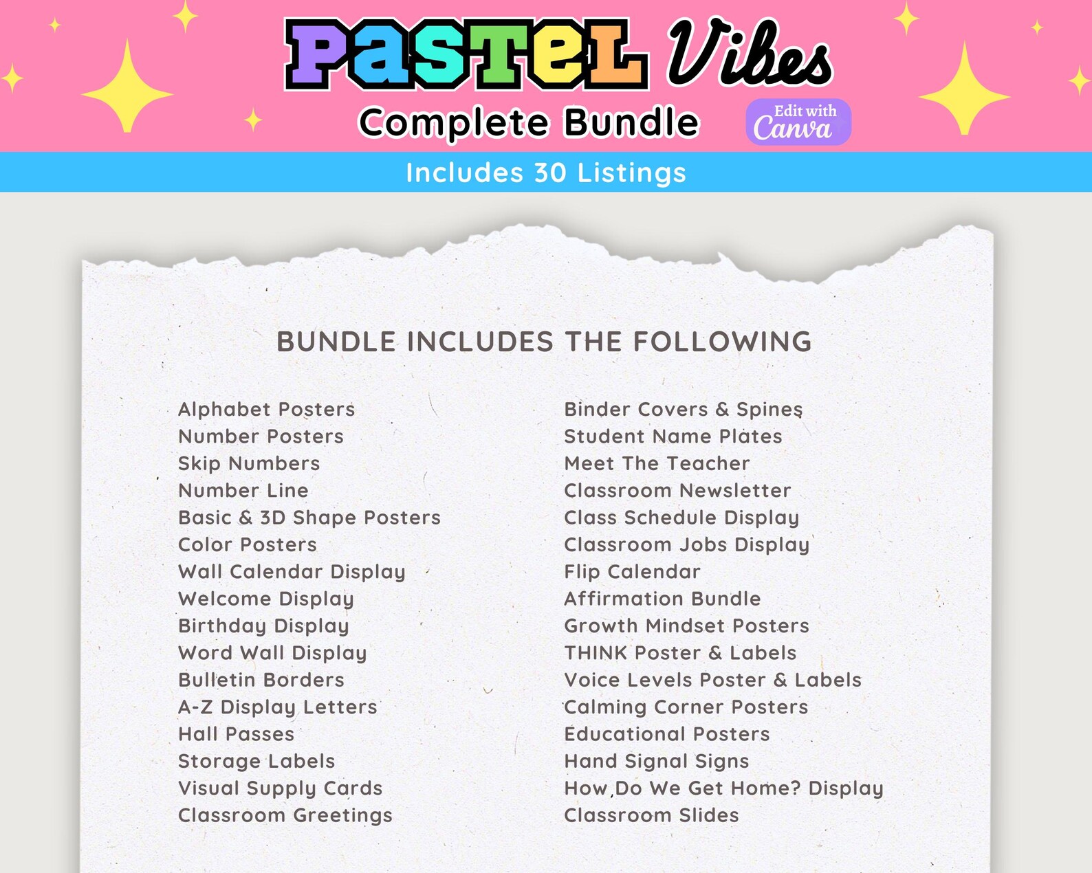 Pastel Classroom Decor Bundle: Editable Display & Organization (canva ...