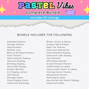 Pastel Classroom Decor Bundle: Editable Display & Organization (canva ...