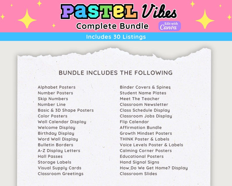 Pastel Classroom Decor Bundle: Editable Display & Organization (canva ...