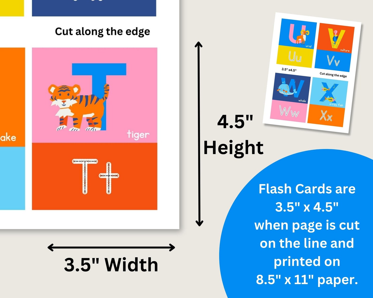 Pre-k Toddler Animal Alphabet Flash Cards, 26 Bright Animal Alphabet ...