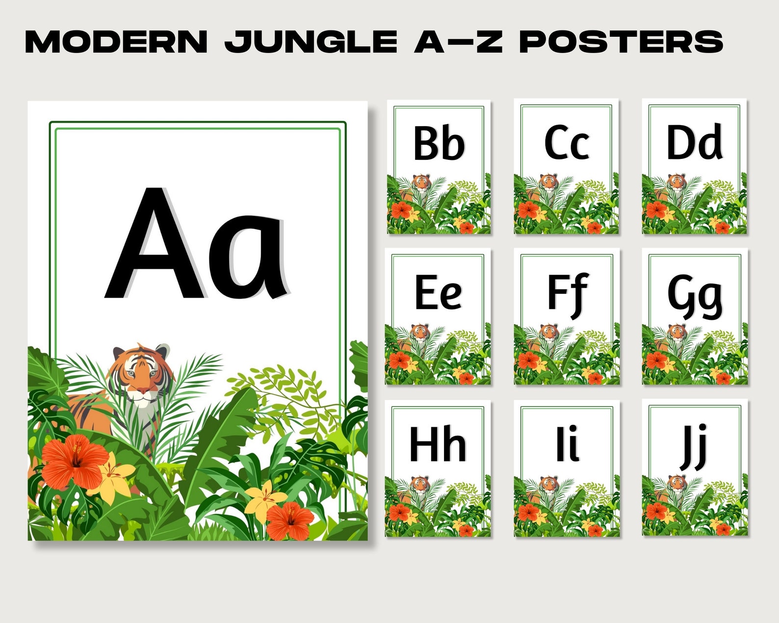Jungle Alphabet, Editable A-Z Posters, Jungle Animal Classroom Decor ...