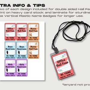 Rainbow Teacher Hall Pass: Editable Printable Lanyard (PDF) - Etsy