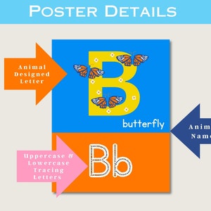 Pre-k Toddler Animal Alphabet Flash Cards, 26 Bright Animal Alphabet ...