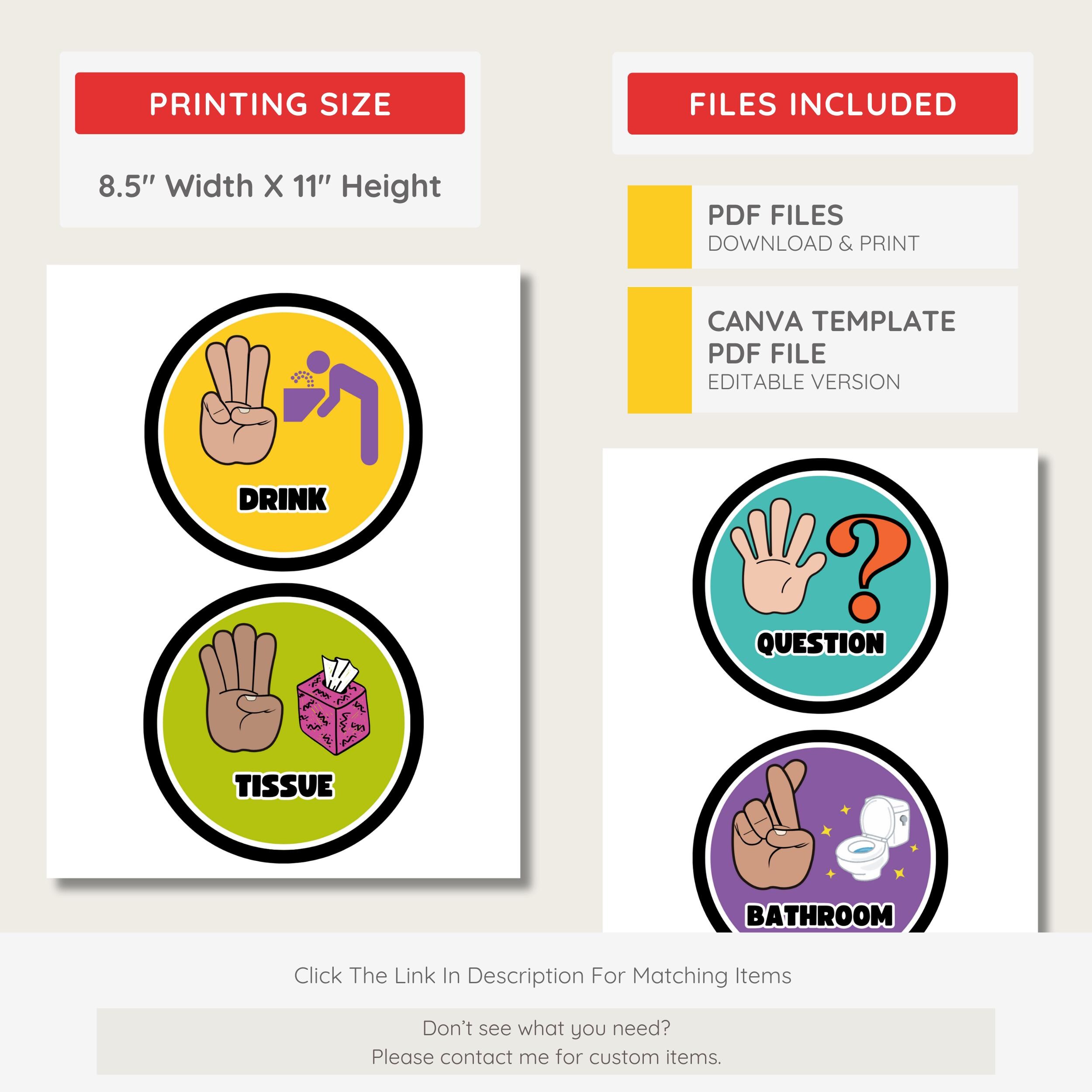 Rainbow Hand Signal Posters: Classroom Decor (canva Template) - Etsy