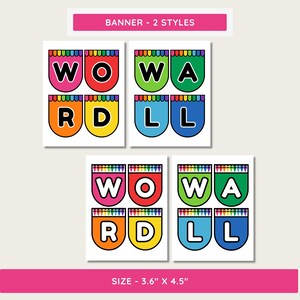 Rainbow Crayon Word Wall Kit: Editable Classroom Decor (digital ...